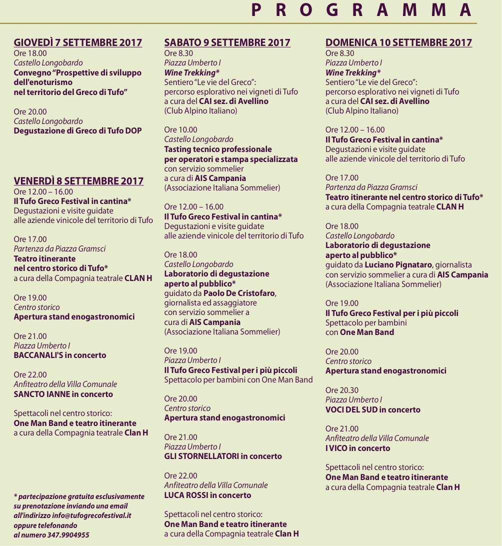 Tufo Greco Festival, 33esima edizione – 7/10 Settembre 2017 - Il blog ...